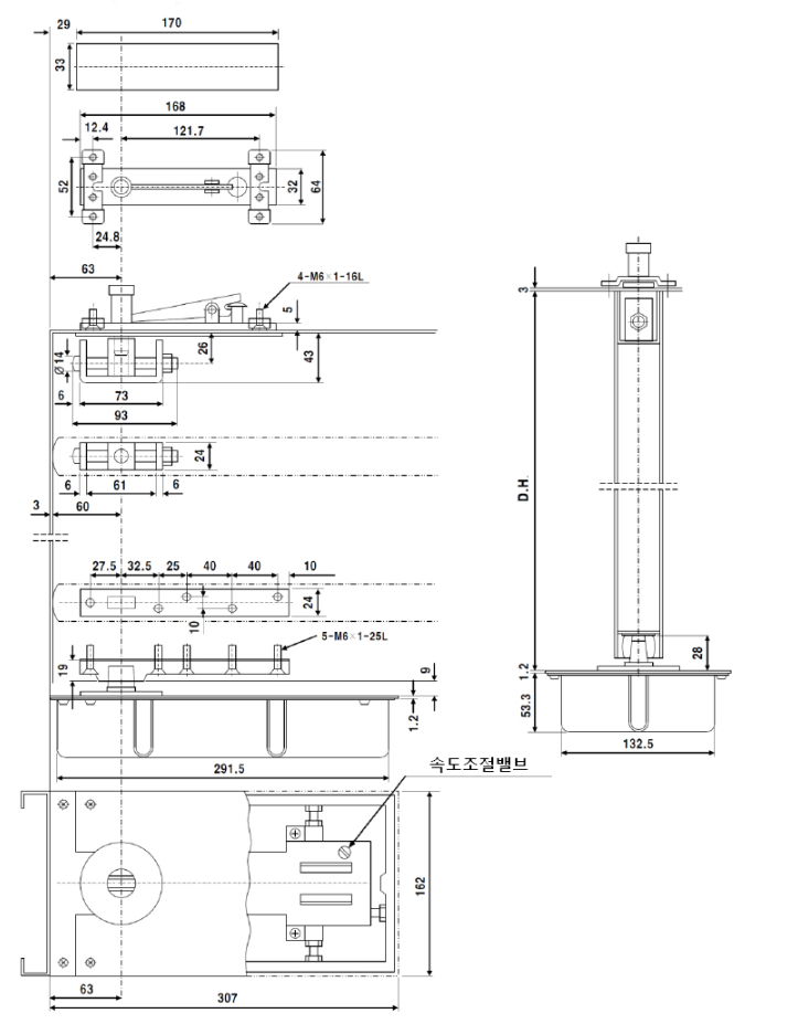 [킹]플로어힌지 K-8300 - 논스톱형 (규격선택)