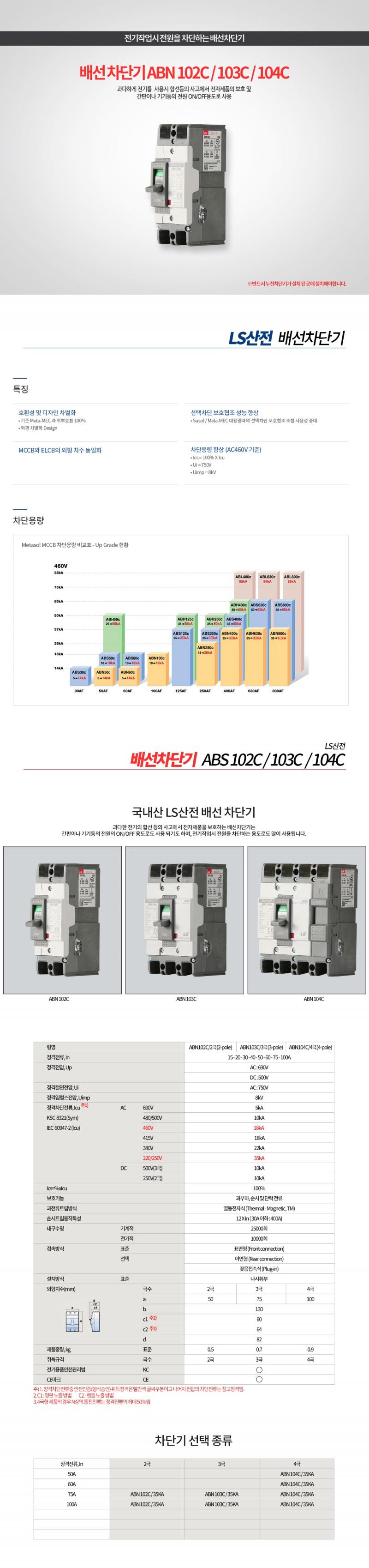[LS]배선차단기 ABN 104C 4P 35KA