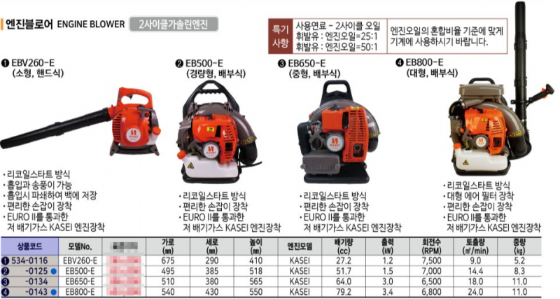 [카세이]엔진블로어 EB800-E(2사이클)